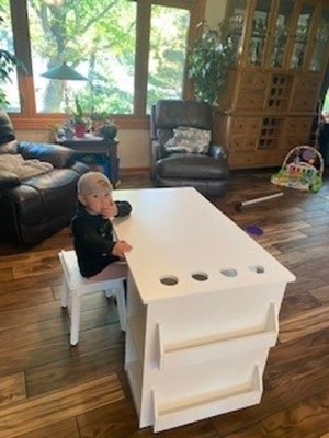 Kids' Art Activity Table With Storage And 2 Bonus Magnetic Display Bars ...