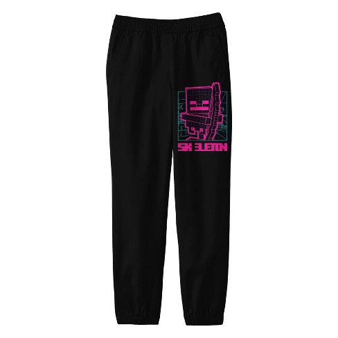 Minecraft Neon Skeleton Line Art Boy's Black Sweatpants -xl : Target