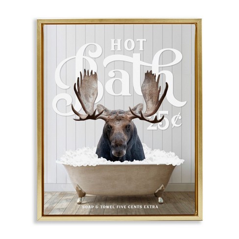 Stupell Industries Vintage Bathroom Moose Ad, 25" X 31" : Target