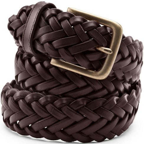 Lands' End Men's Leather Braid Belt - Large - Dark Brown : Target