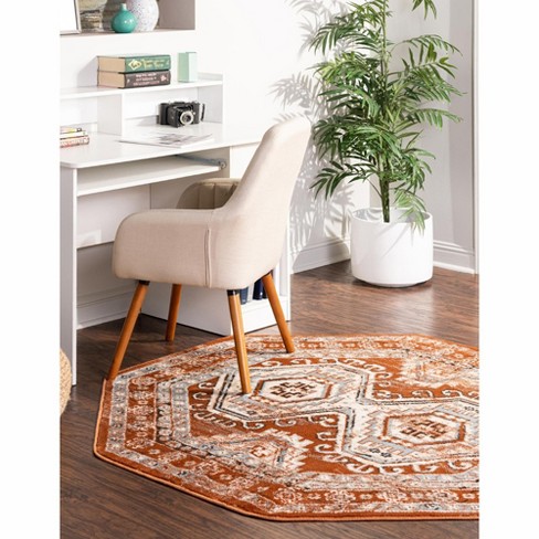 Unique Loom 7' 10 X 7' 10 Octagon Quail-charlotte Terracotta Area Rug ...