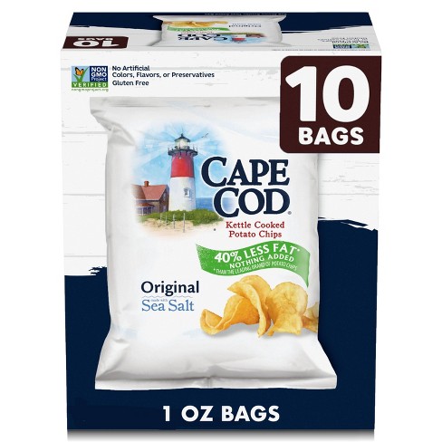 Cape Cod Potato Chips Original Less Fat Kettle Chips 1oz Snack S - 10ct ...
