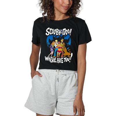 Women's Scoobydoo Ghost Silhouettes Crop Top : Target