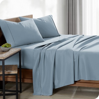 400 Thread Count Organic Cotton Sateen Dusty Blue 4 Piece Queen Bed ...