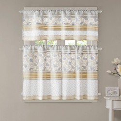 Set Of 2 Farmhouse Linen Button Kitchen Curtain Tiers - Lush Décor : Target