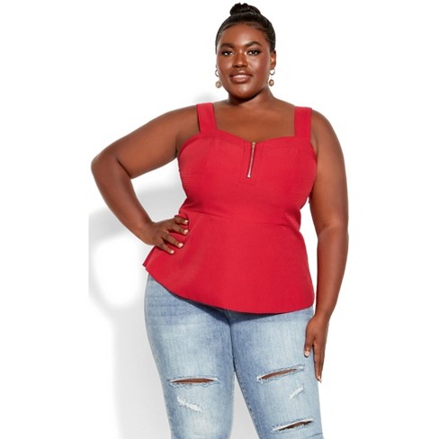 City Chic | Women's Plus Size Sassy Class Top - Cherry - 12 Plus : Target
