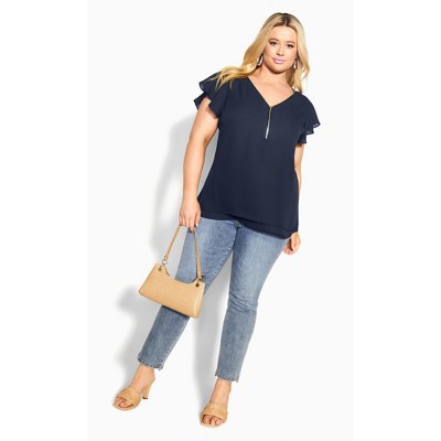 City Chic | Women's Plus Size Top Zip Fling - 16w : Target