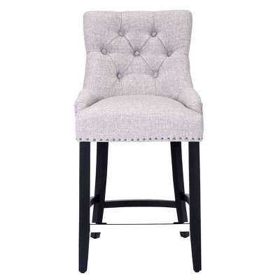 Westintrends 24" Linen Fabric Tufted Counter Stool, Light Gray : Target