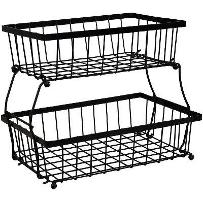Sunnydaze Indoor Metal Wire 2-tier Collapsible Tabletop Storage Basket ...