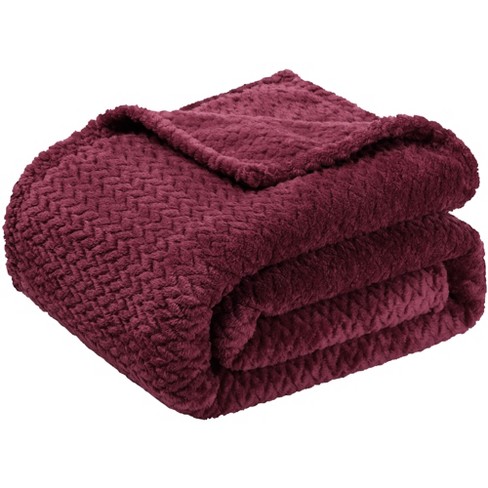 Piccocasa 280gsm Soft Weave Pattern Fuzzy Plush Flannel Throw Blanket 1 ...