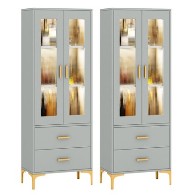 Tribesigns 2pcs Bookcase With Led Light Grey : Target