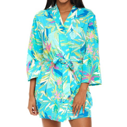 Women's Soft Cotton Knit Jersey Lounge Robe With Pockets, Short ...