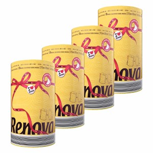 Renova Yellow Paper Towels, 4 Roll Family Pack, 2-Ply Jumbo Rolls, 120 ...