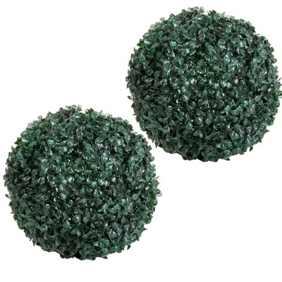 Solar Powered Led Faux Topiary Ball Pair Set Of 2 Pre-lit Artificial ...