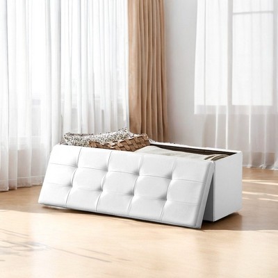 Songmics 43" Storage Ottoman Bench Leather Ottoman With Storage Hold Up ...