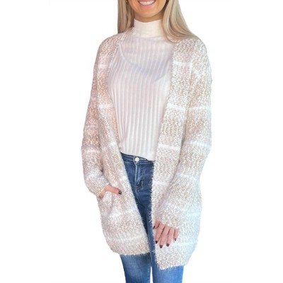 Women's Long Striped Eyelash Knit Cardigan - Tribal : Target