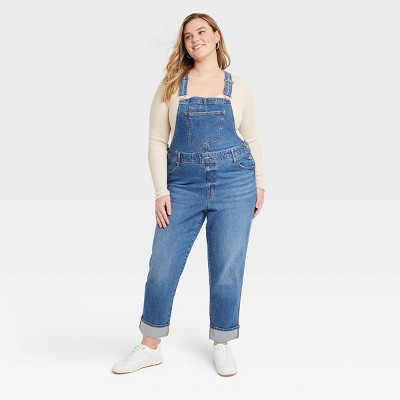 Agnes Orinda Women's Plus Size Denim Overalls Cross Back Cargo Pocket ...