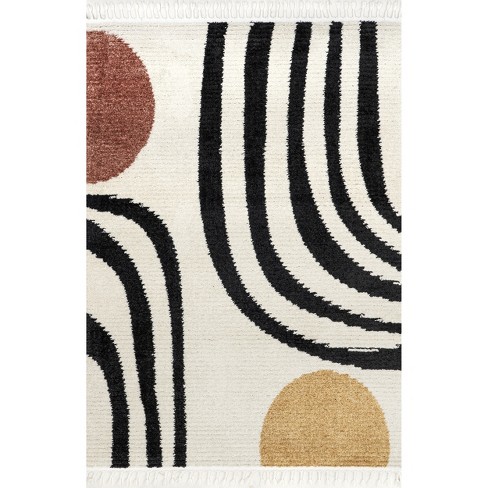 Nuloom Stefanie Abstract Shapes Tassel Area Rug 5x7 In Beige : Target