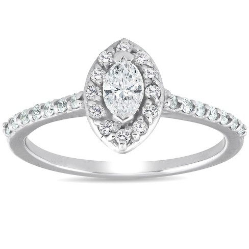 Pompeii3 1/2ct Halo Marquise Diamond Engagement 14k White Gold Ring Lab Created : Target
