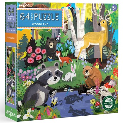 Eeboo: Woodland 64 Piece Kids Square Jigsaw Puzzle : Target
