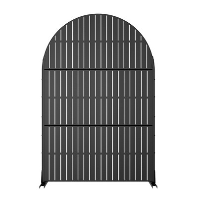 Pexfix 72 In. H X 35 In. W Arched Outdoor Metal Privacy Screen In Black ...