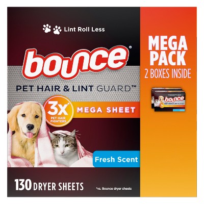 Bounce Pet Hair And Lint Guard Mega Dryer Sheets - Fresh - 130ct : Target