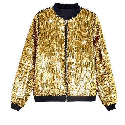 Lars Amadeus Men's Zip Up Party Disco Metallic Shiny Sequin Varsity ...