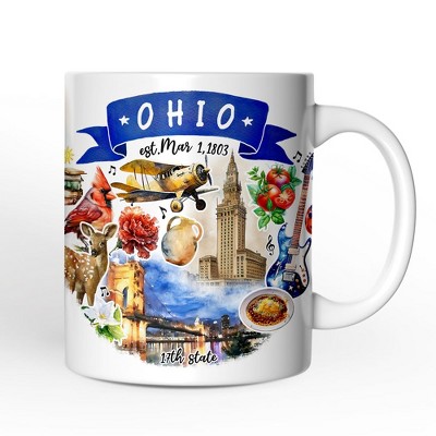 Artistic Ohio State Themes And Landmarks Personalized Mug With Custom ...