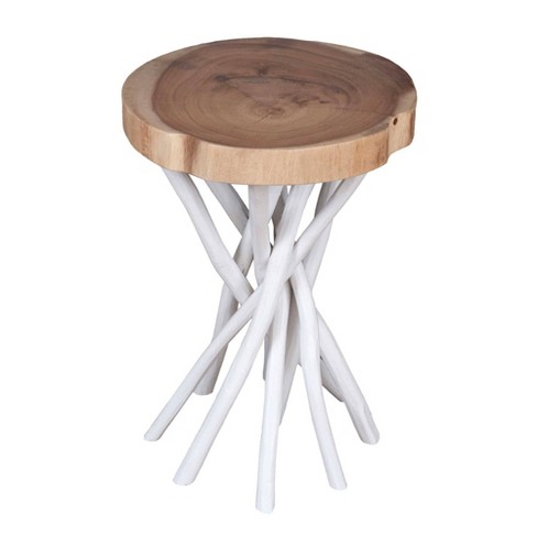 East At Main 22" Small Liberte Round Side Table With Stick Base: Teak ...