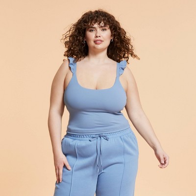 Blogilates Women's Ruffle Tank Top - Steel Blue 2x : Target