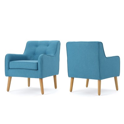 Christopher Knight Home Set Of 2 Felicity Mid century Armchairs Teal Upholstered Tufted Hardwood Frame Target