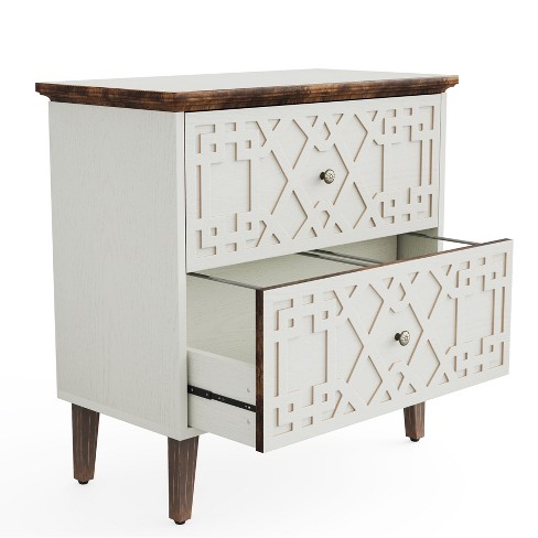 Tribesigns Wooden 2 Drawer Lateral File Cabinet White