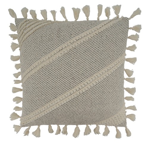 Saro Lifestyle Tassel Decorative Pillow Cover, Ivory, 20" : Target