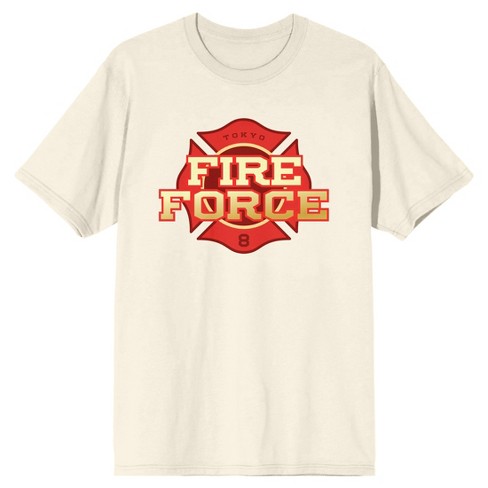 Fire Force Anime Cartoon Symbol Kanji Text Mens Natural Graphic Tee ...