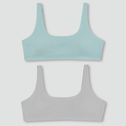 Hanes Girls' 2pk Bonded Comfort Bra - Mint Green/light Gray M : Target