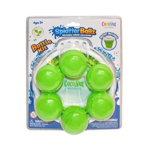 Splatterballz Reusable Water Balloon Balls With Bucket (6-pack) - Green ...