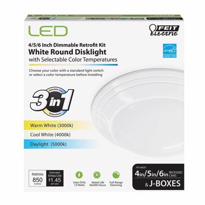 Feit Electric White 5 In. W Led Retrofit Recessed Lighting 6.5 W : Target