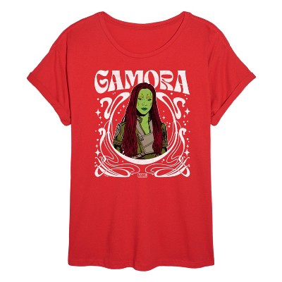 Women's Marvel Gamora Art Nouveau Oversized Graphic T-shirt - Red ...