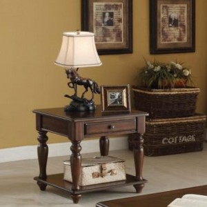 GDFStudio Farrel Vintage End Table with 1 Drawer and Lower Open Shelf ...