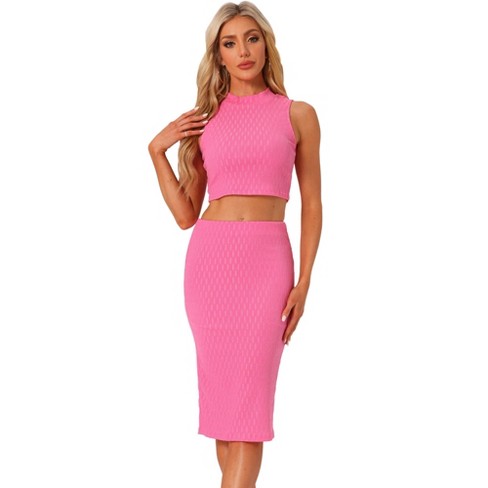Inspire Chic Women's Mock Neck Tank Top And Bodycon 2 Pieces Skirt Sets ...