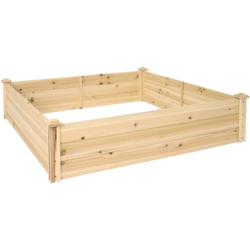 Sunnydaze Outdoor Square Wood Raised Garden Bed For Flower, Vegetable ...
