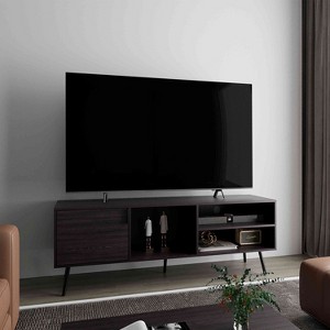 XIYUYEU TV Stand for 60 Inch TV TV Console with 1 Door Cabinet and 3 Open Shelves Black