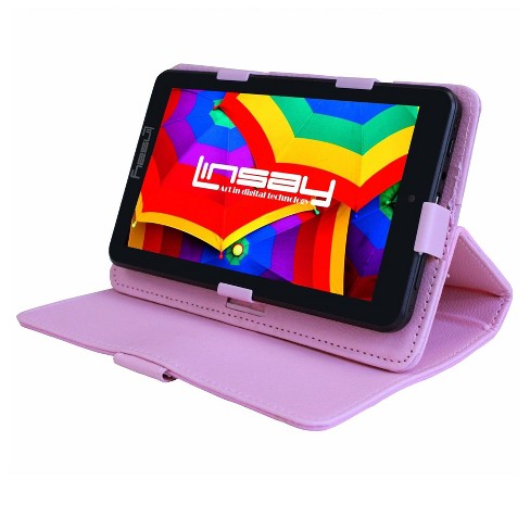 Linsay 7" 64gb Storage Android 13 Tablet With Pink Leather Case : Target