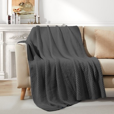 Peace Nest Lightweight And Soft Knit Throw Blanket For Couch, Dark Gray ...