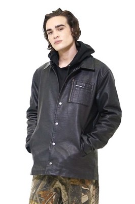 Members Only Mens Vegan Leather Coach Jacket : Target