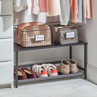 Mdesign Shoe Storage Bench With Fabric Shelf, 2-tier Organizer Unit ...