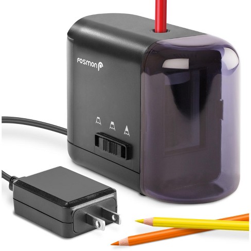 Fosmon Electric Pencil Sharpener Plug In battery usb Operated Colored Pencil Sharpener For School Classroom Office With Adjustable Sharpness Black Target