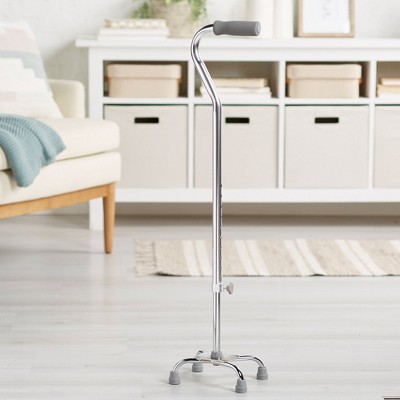 Mckesson Quad Base Walking Cane, Adjustable Height - Chrome, 300 Lbs ...