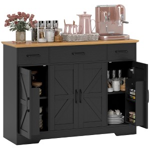47" Sideboard Buffet Cabinet, Farmhouse Credenza with Soft-Close Hinges ...