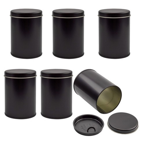 Cornucopia Brands Double Seal Tea Canisters, 6pk; Black Metal Round Tea ...